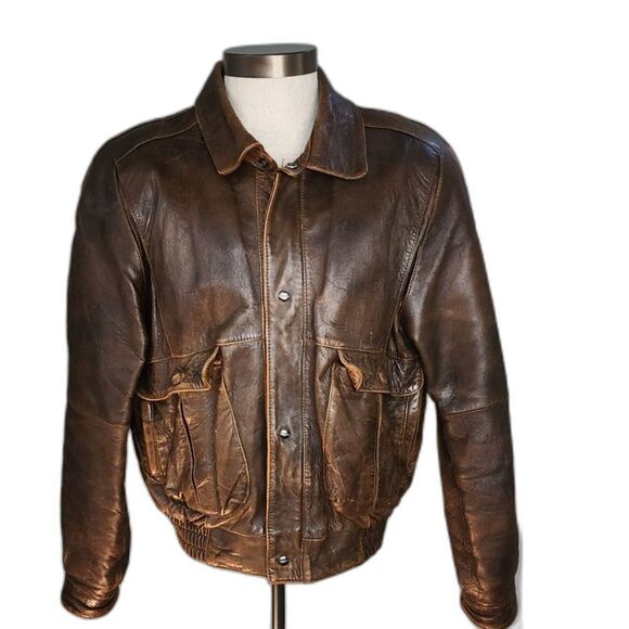 mirage | Jackets & Coats | Vintage 8 Mirage Brown Leather Aviator ...